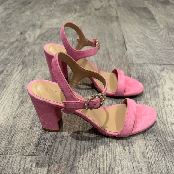 Stuart Weitzman | Shoes | Stuart Weitzman Pink Suede Crystal Buckle 75 ...